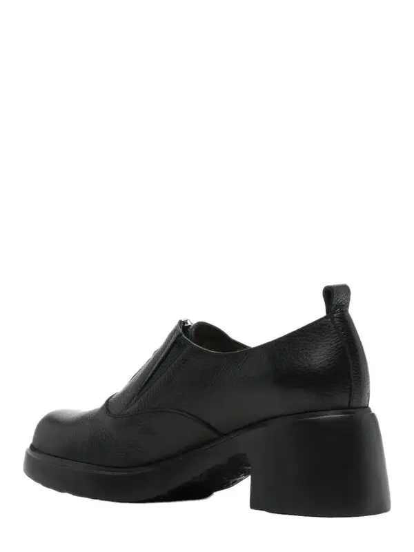 WONDERS Zip-front Grained Leather Pumps - Black