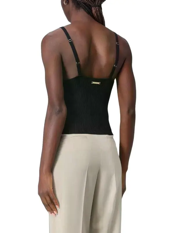 Armani Exchange Ribbed-knit V-neck Top - Black