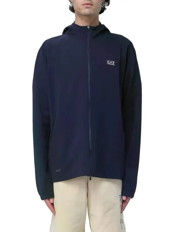 EA7 Logo-patch Hooded Jacket - Blue