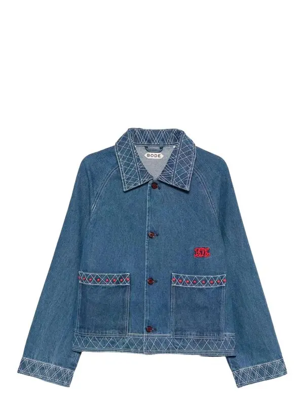 BODE Embroidered Denim Jacket - Blue