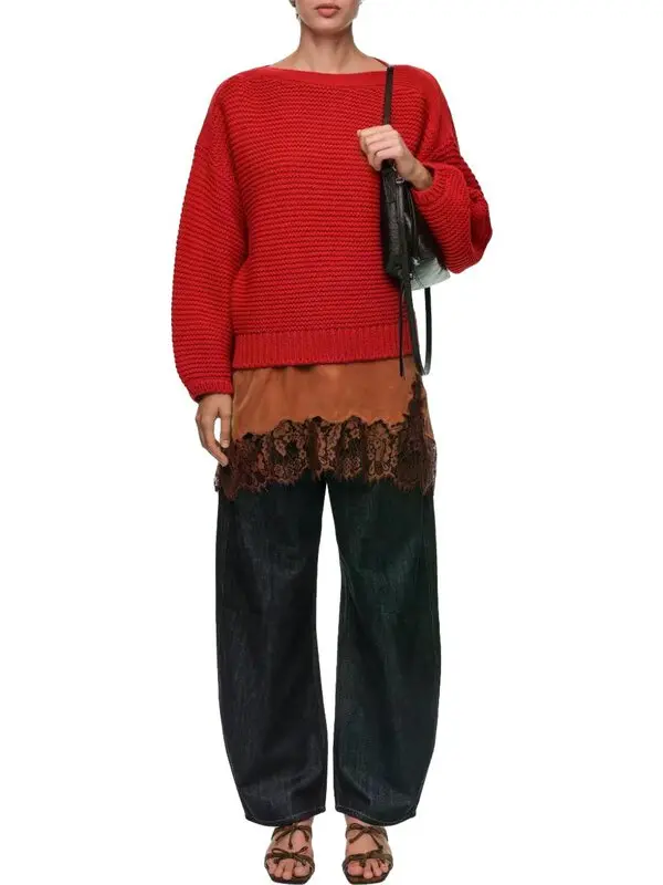 Bimba Y Lola Boat-neck Sweater With Volume - Red