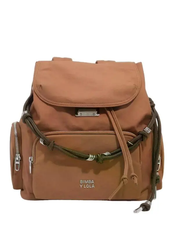 Bimba Y Lola Large Light Cotton Pocket Backpack - Brown