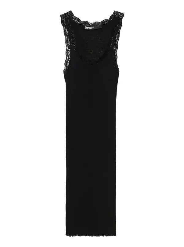 Bimba Y Lola Long Ribbed Vest Top - Black