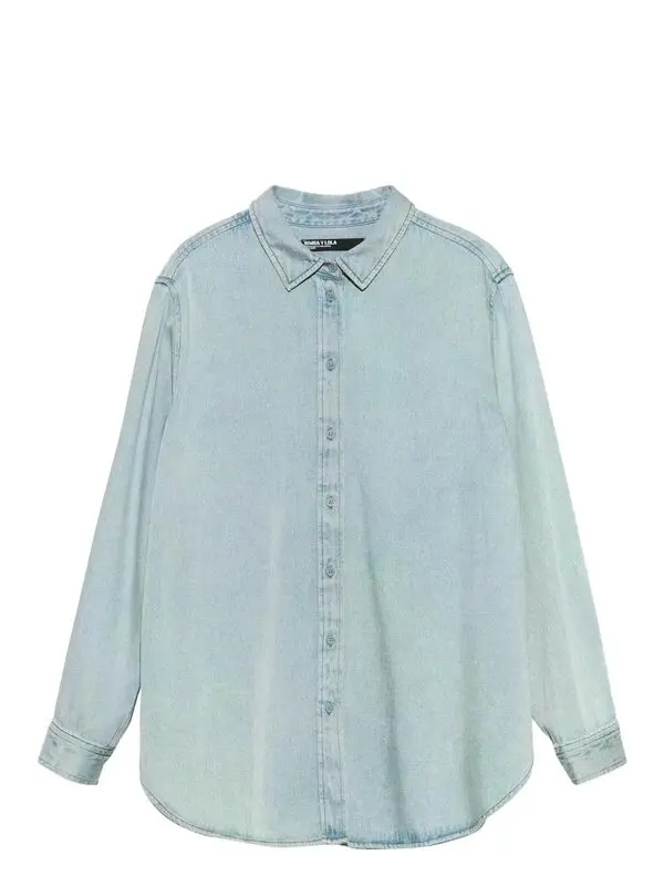Bimba Y Lola Light Straight Fluid Denim Shirt - Blue