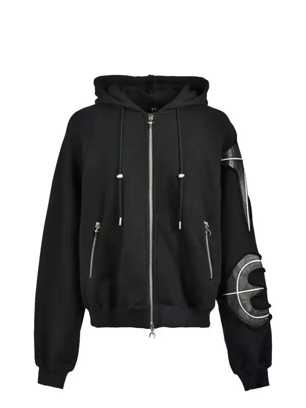 THUG CLUB Leather-panelled New Rock Hoodie - Black