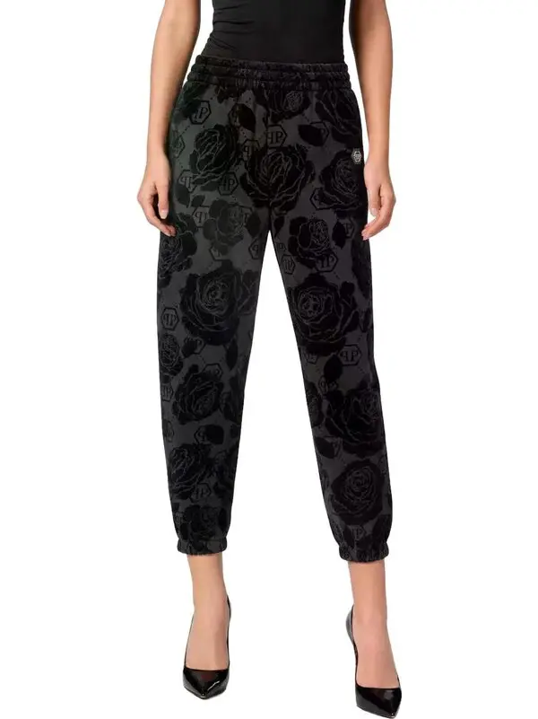 Philipp Plein Jogging Pants Flock Flower Monogram - Grey