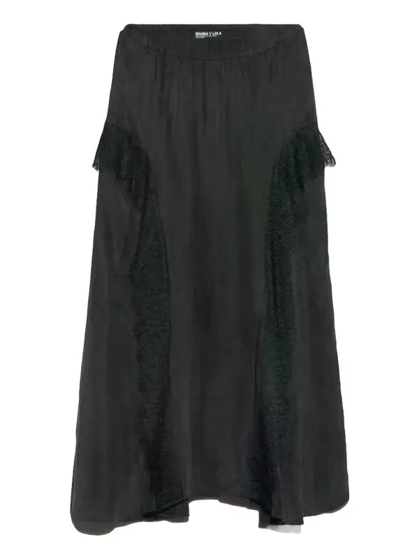 Bimba Y Lola Faded Fluid Skirt With Lace Trim - Black