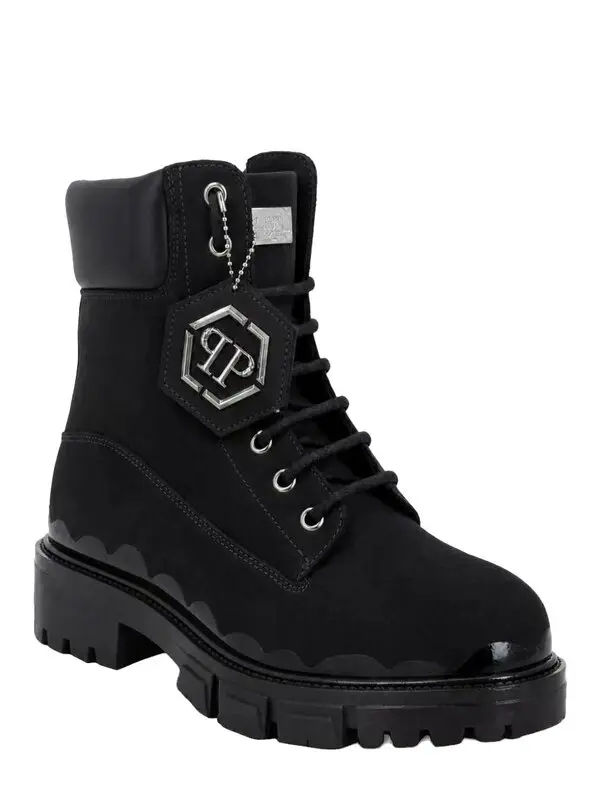 Philipp Plein Nabuk Lace-up Boots Immersed - Black