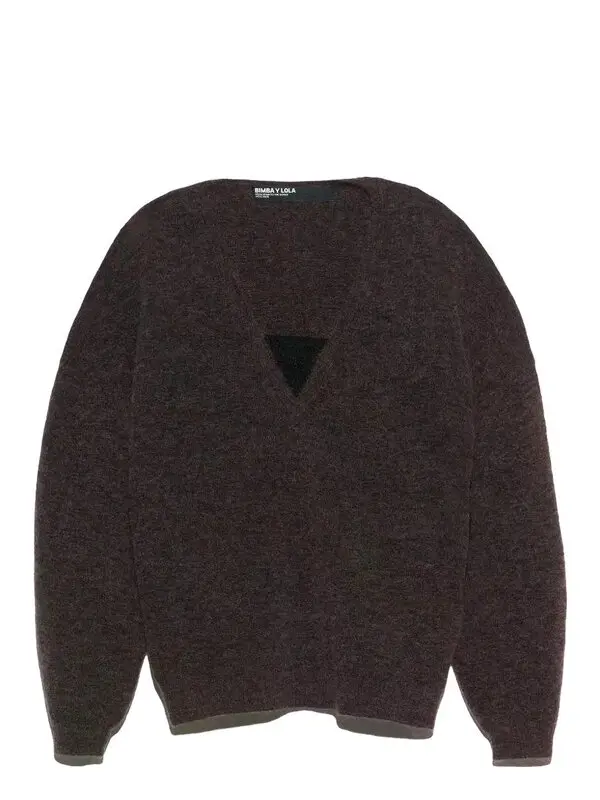 Bimba Y Lola Dark Taupe Mohair V-neckline Sweater - Brown