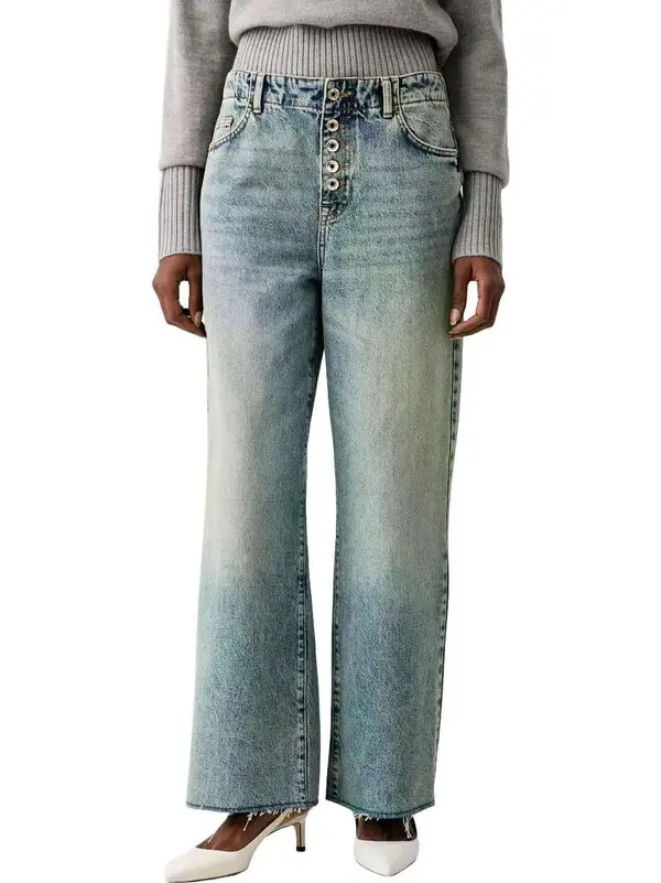 Patrizia Pepe Button-fastening Raw-cut Jeans - Blue
