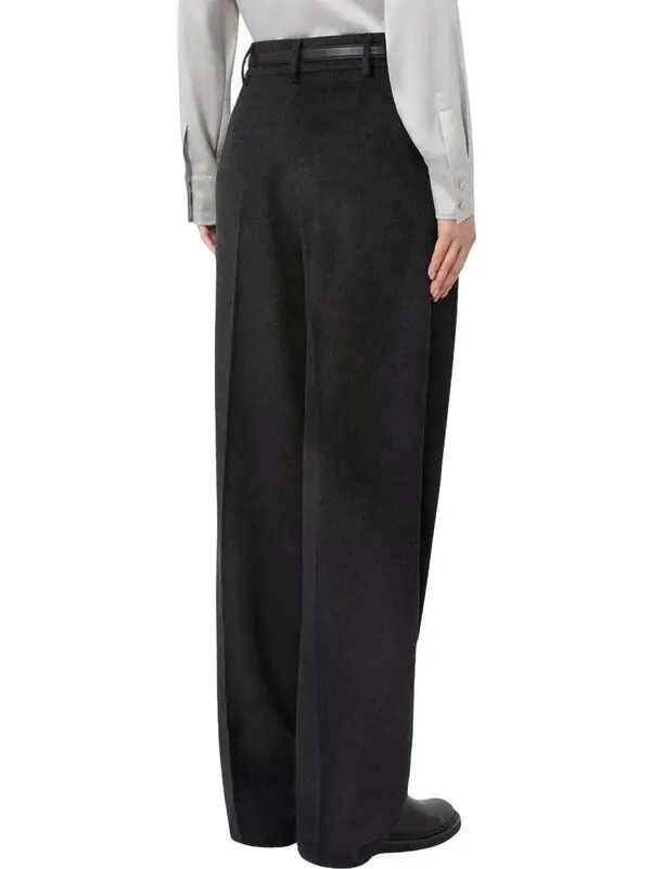 Max Mara Belted Pleated Tailored Trousers - Grey