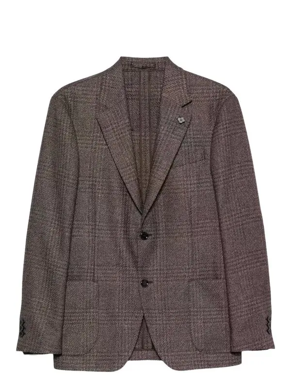 LARDINI Prince Of Wales-check Blazer - Brown