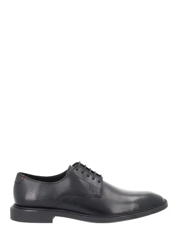 Hugo Derby Shoes In Smooth Leather With Embossed Logo - Black