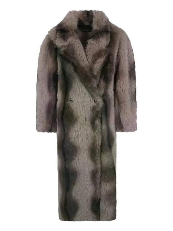 DRHOPE Double-breasted Faux-fur Coat - Brown
