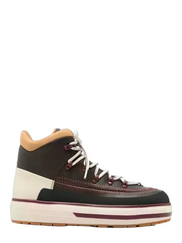 BRIXIA Sandwich Mid Contrast-panel Whipstitch Sneakers - Brown