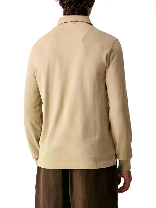 AERONAUTICA MILITARE Patch-detail Long-sleeve Polo Shirt - Neutrals