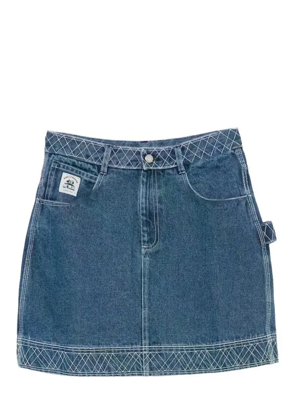 BODE Embroidered Denim Mini Skirt - Blue
