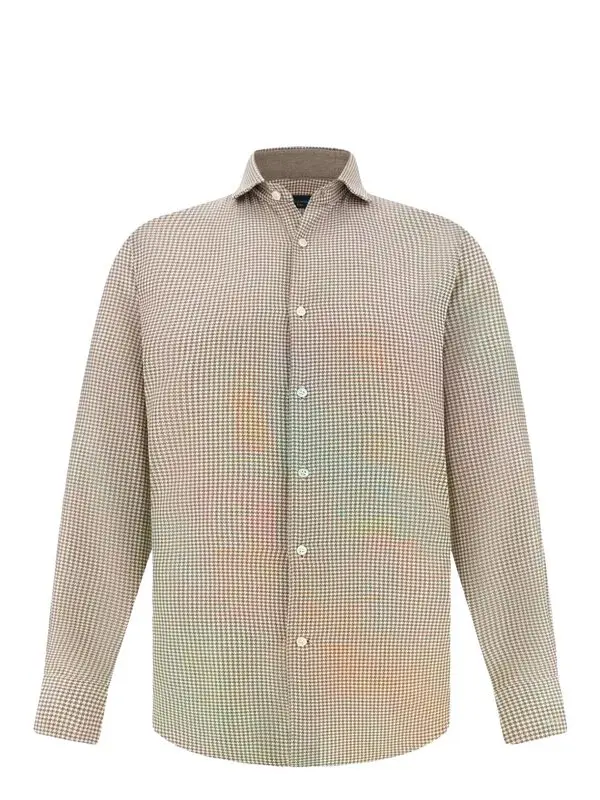 Paul & Shark X-soft Houndstooth-pattern Flannel Shirt - Brown