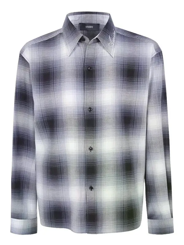 Amiri Check Embroidered-logo Shirt - Black