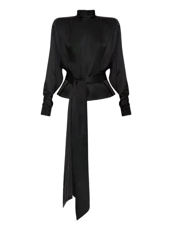 Balmain Asymmetric Tie-waist Blouse - Black
