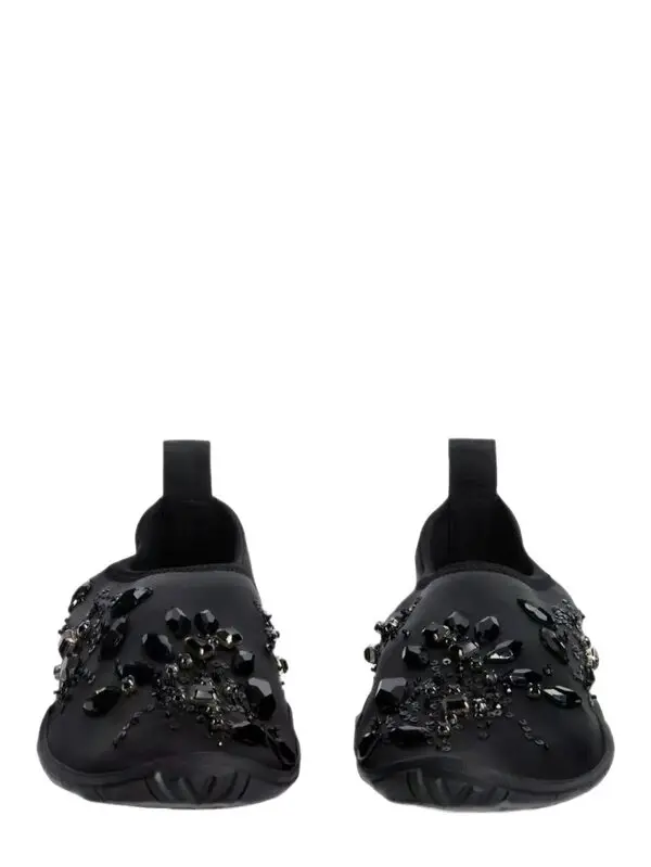JIL SANDER Crystal-embellished Satin Sneakers - Black