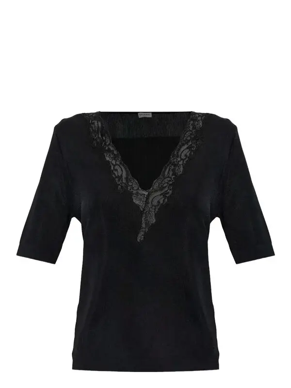 Balmain Lace-trim V-neck Blouse - Black