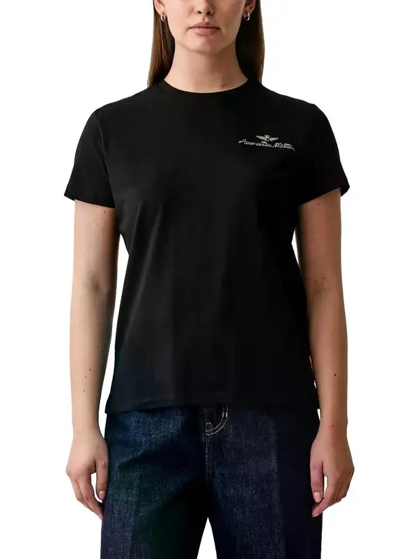 AERONAUTICA MILITARE Logo-embroidered T-shirt - Black