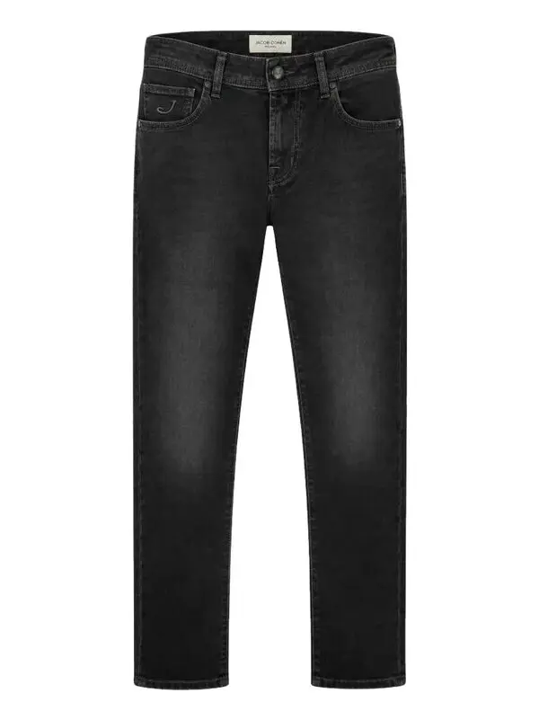 JACOB COHЁN Logo-patch Straight-leg Jeans - Black