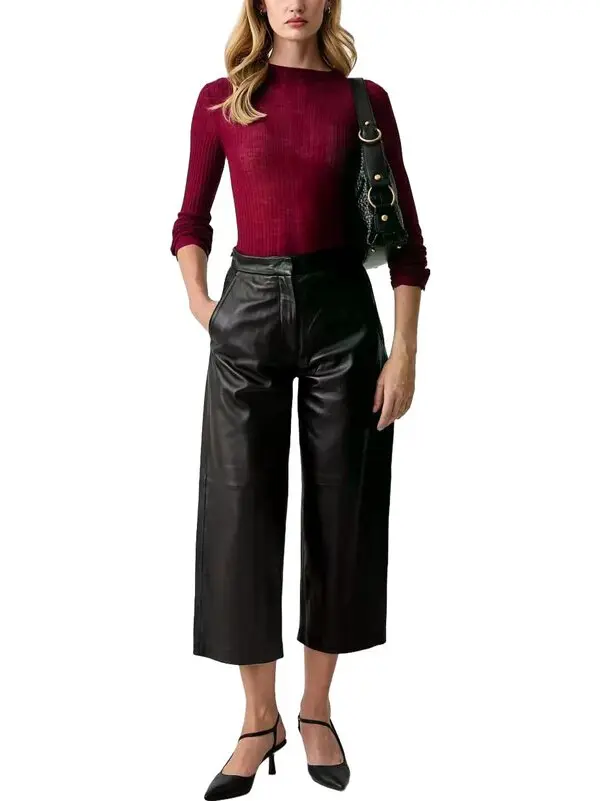 Patrizia Pepe Ribbed-knit Funnel-neck Jumper - Red