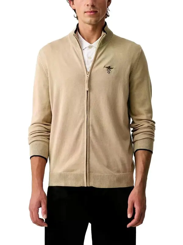 AERONAUTICA MILITARE Logo-embroidered Cardigan - Neutrals