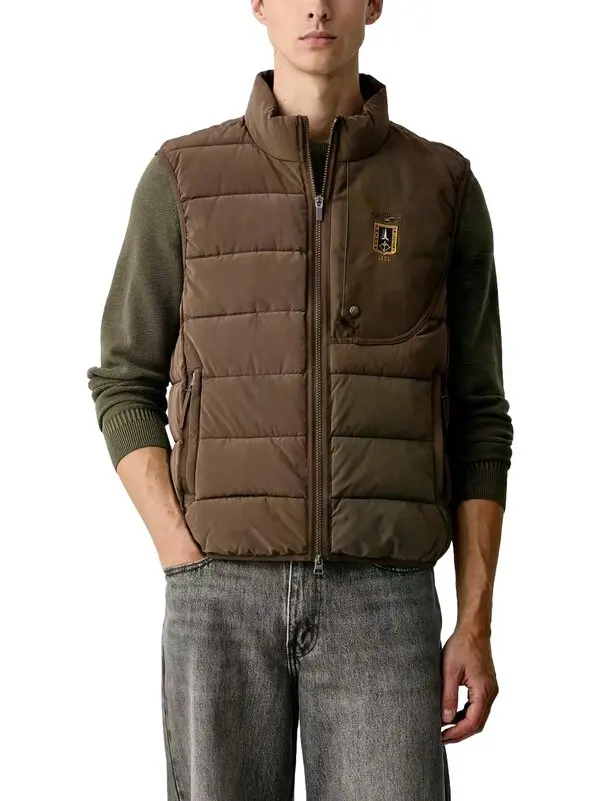 AERONAUTICA MILITARE Quilted Gilet - Brown