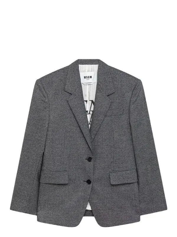MSGM Check-pattern Single-breasted Blazer - Grey