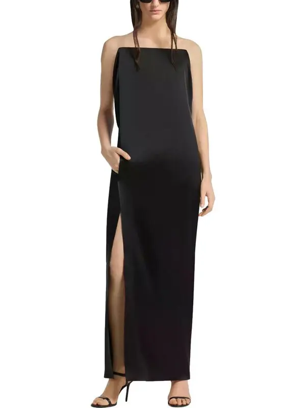 COURREGES Maxi Satin Bustier Dress - Black