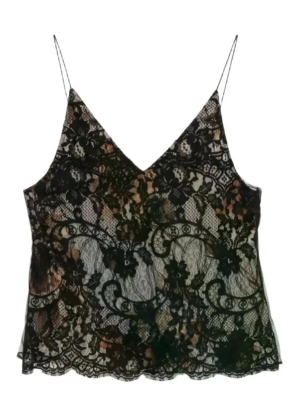 QUETSCHE Lace-overlay Camisole Top - Black