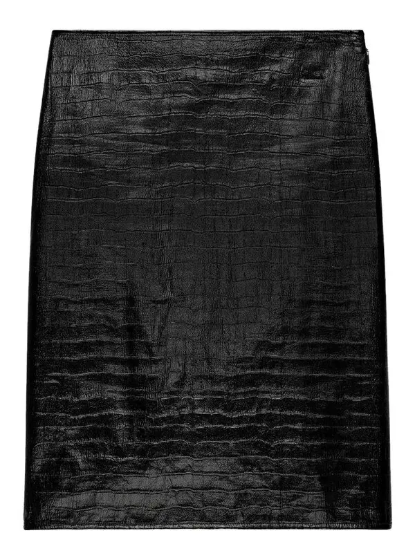 COURREGES Croc-embossed Vinyl Mini Skirt - Black