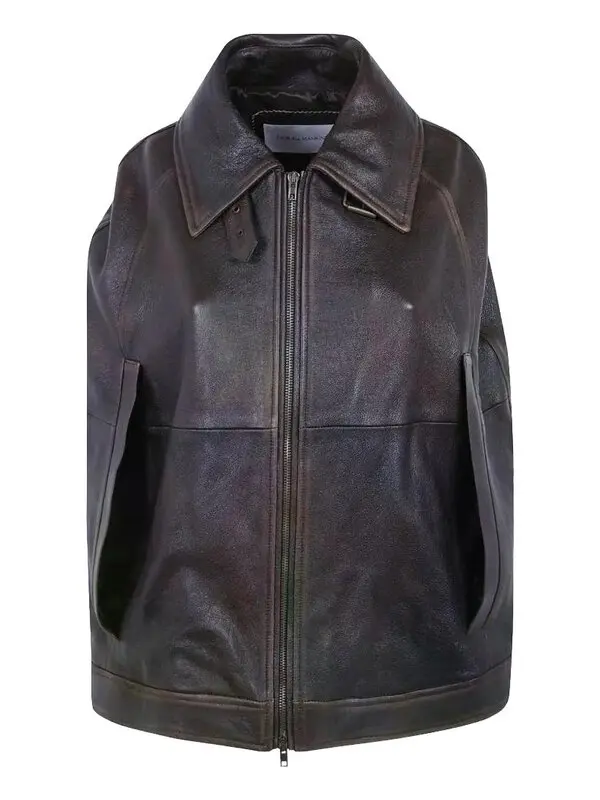 7 For All Mankind Zip-up Leather Cape - Brown
