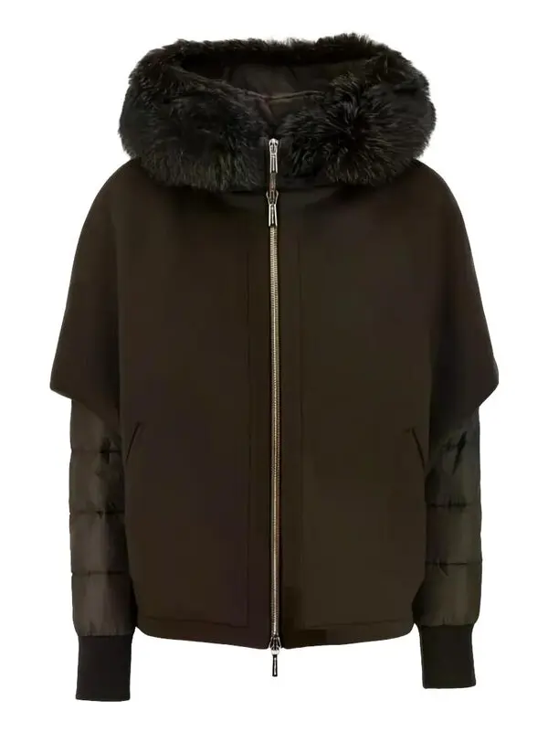 MOORER Fur-trim Layered-sleeve Jacket - Brown