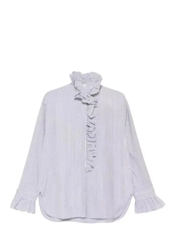 JUUN.J Ruffled Striped Shirt - Blue