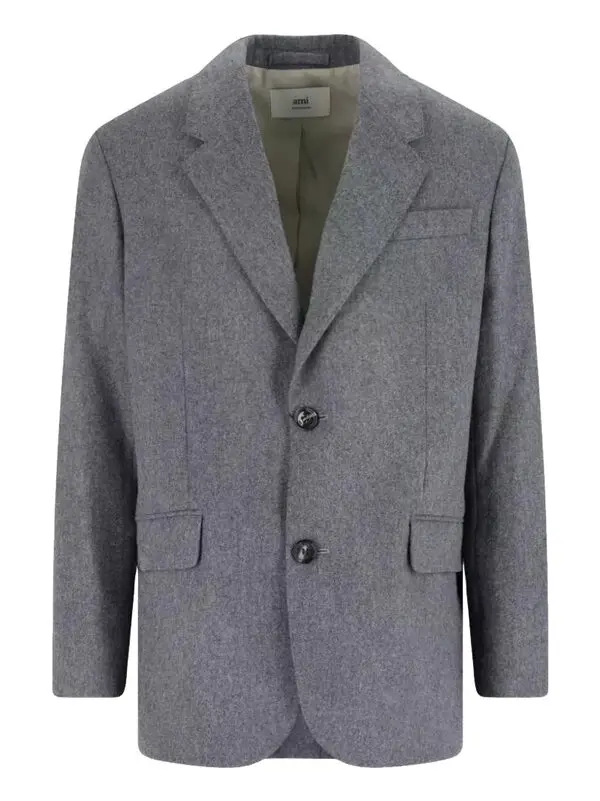 AMI Paris Notched-lapels Single-breasted Blazer - Grey