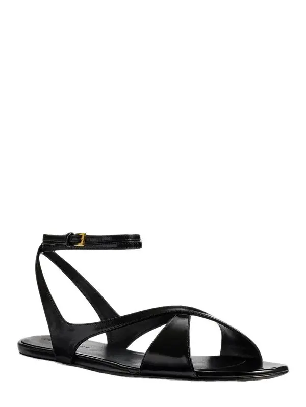 Khaite Liria Ankle-strap Flat Sandals - Black