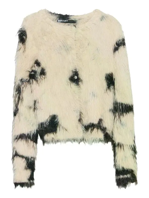 Bimba Y Lola Pony Straight Fur Cardigan - Neutrals