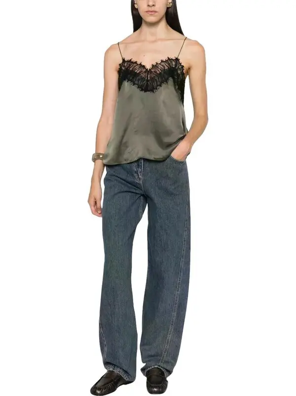IRO PARIS Lace-trim Top - Green
