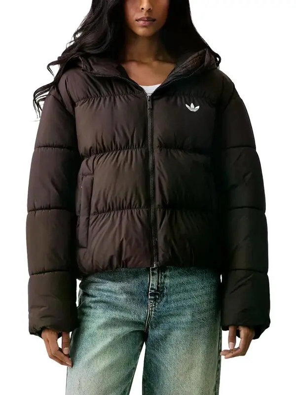 Adidas Quilted Hooded Puffer Jacket - Brown