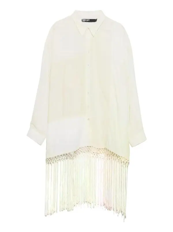 Bimba Y Lola Cream Patchwork Fringed Shirt - Neutrals