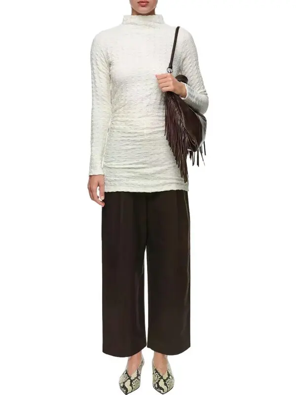Bimba Y Lola Ivory T-shirt With Ruched Texture - Neutrals