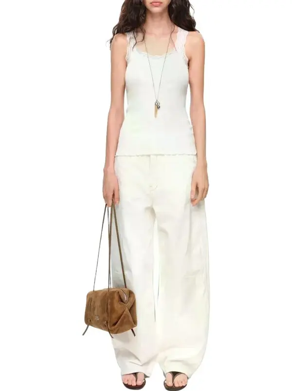 Bimba Y Lola Barrel- White Denim 5-pocket Trousers - Neutrals