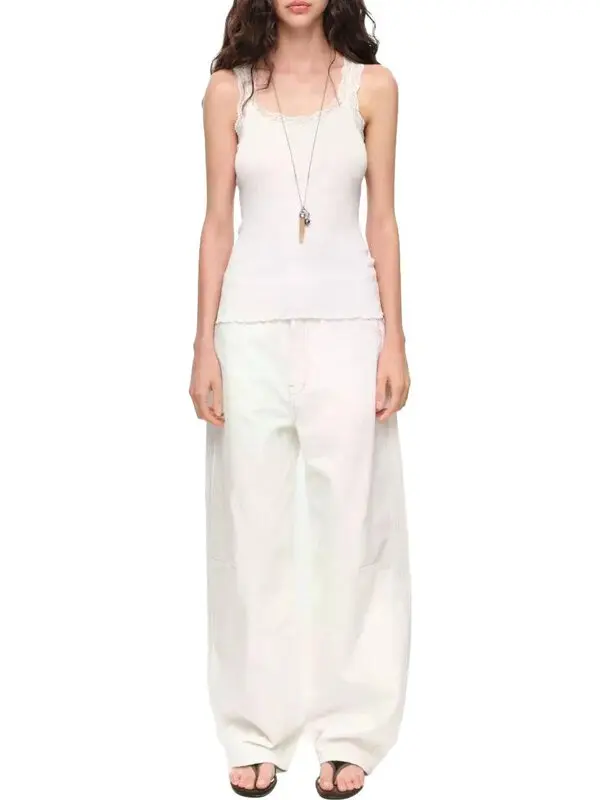 Bimba Y Lola Barrel- White Denim 5-pocket Trousers - Neutrals