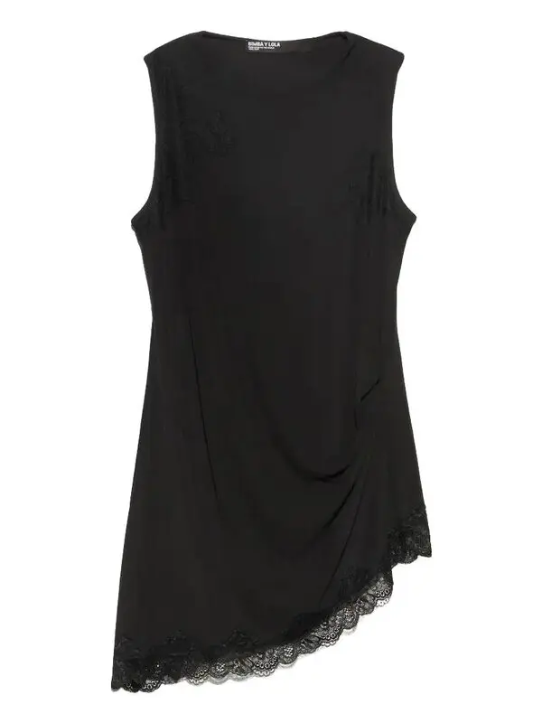 Bimba Y Lola Fluid Ribbed Top With Lace Details - Black