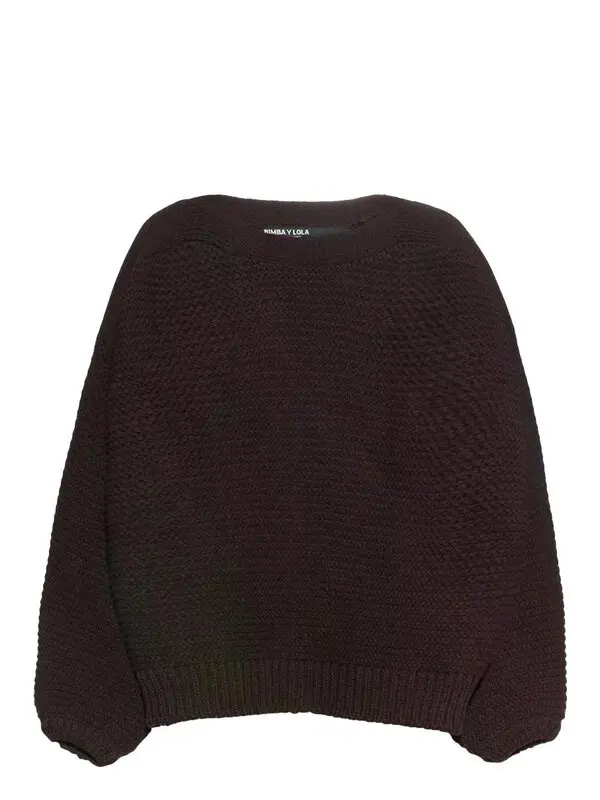 Bimba Y Lola Dark Chocolate Boat-neck Sweater With Volume - Brown