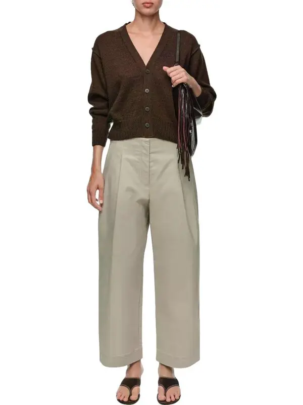 Bimba Y Lola Light-stone Straight-leg Pleated Trousers - Neutrals